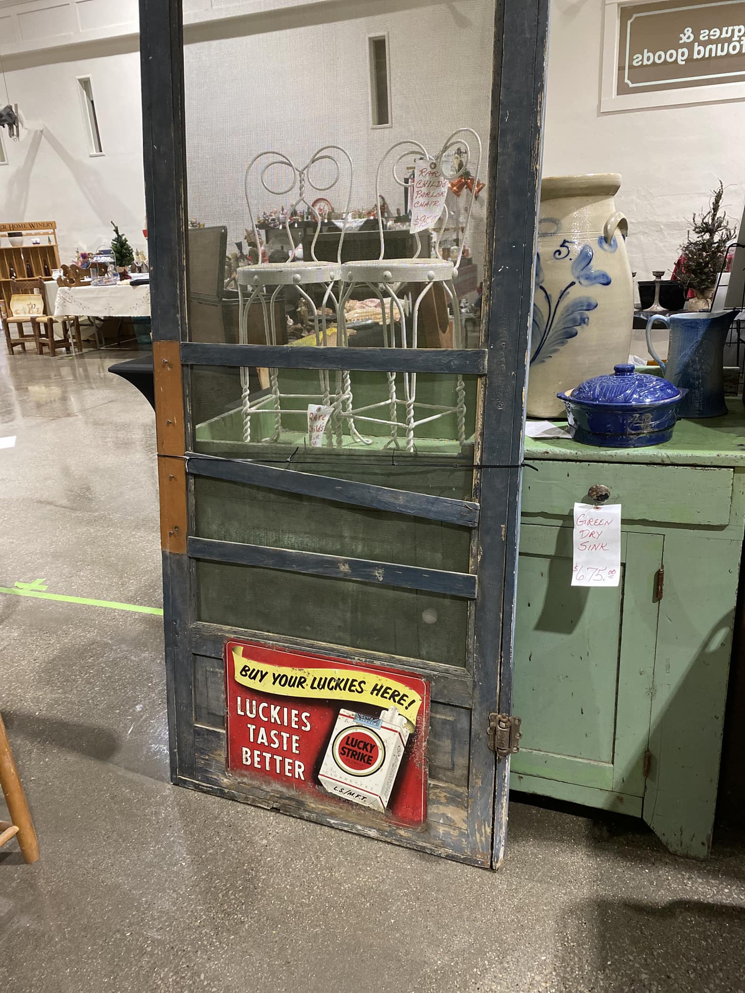 Antique Door with Metal Sign - Athens Schoolhouse Antique Show